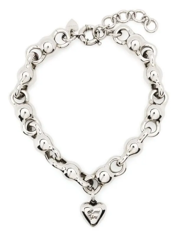 Acne Studios Chunky-Chain Heart Necklace - Metallic | Editorialist