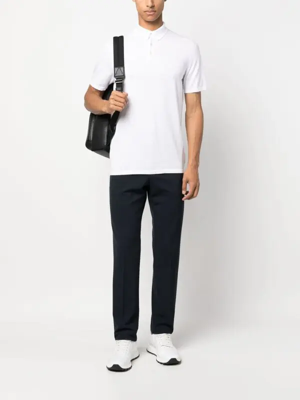 Fedeli Short-sleeved Cotton Polo Shirt - White
