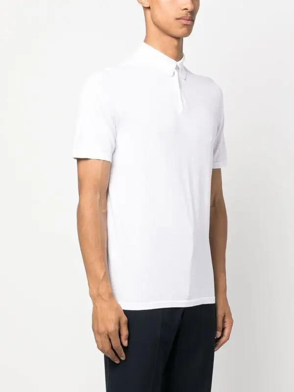 Fedeli Short-sleeved Cotton Polo Shirt - White