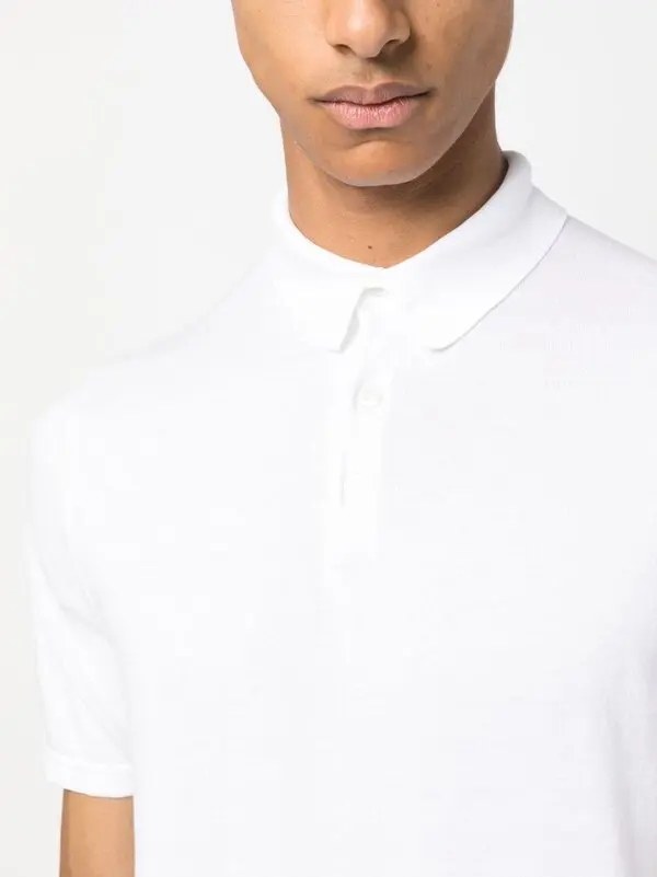 Fedeli Short-sleeved Cotton Polo Shirt - White