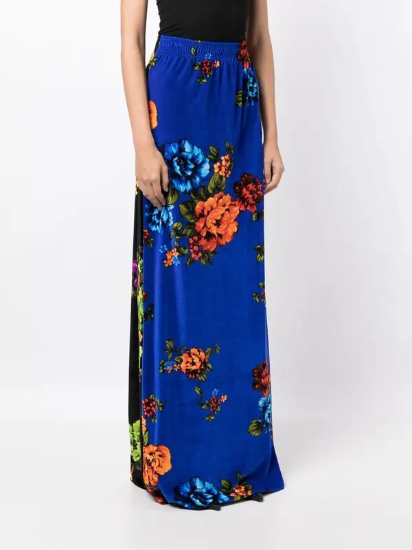 Vetements Floral-print Velvet Maxi Skirt