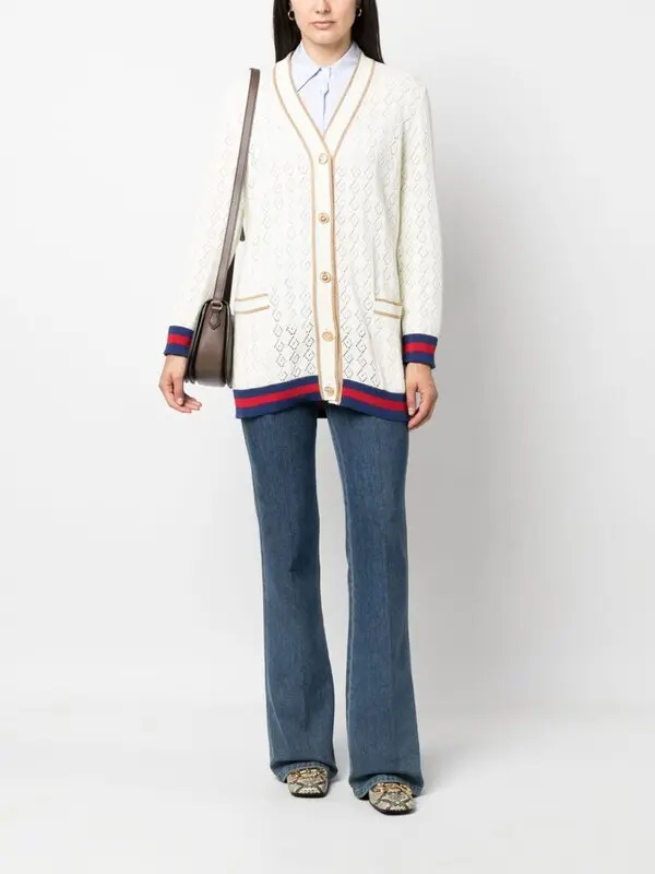 Gucci G-monogram Pointelle Cotton Cardigan