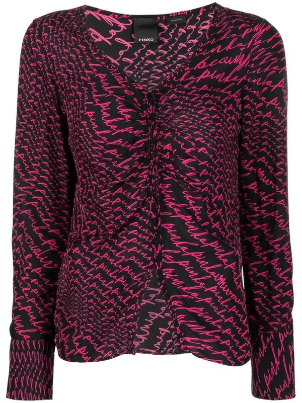 Pinko Logo-print Long-sleeve Blouse