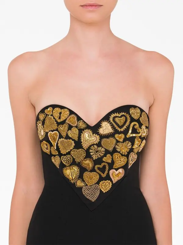Moschino Sweetheart-neck Embroidered Minidress