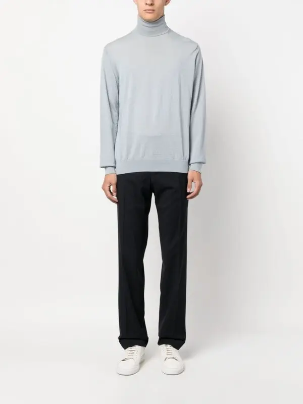 Canali Straight-leg Wool Trousers - Blue