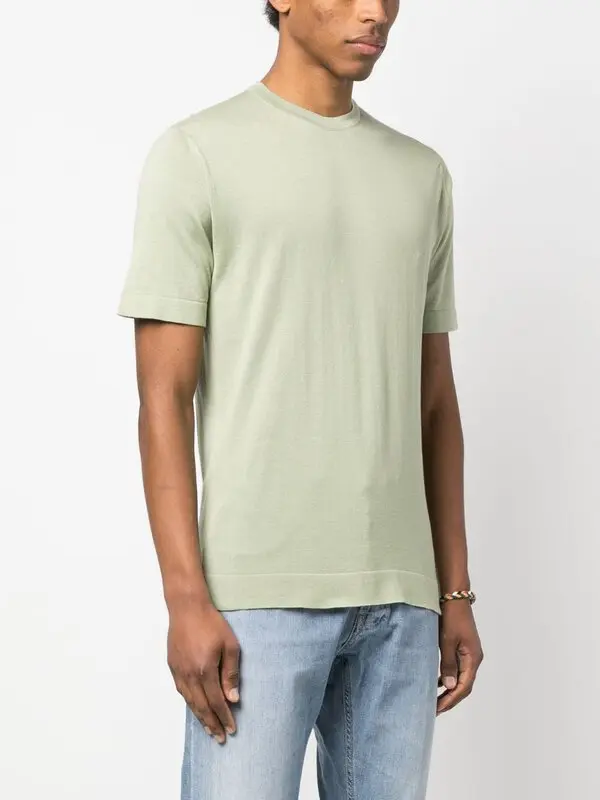 John Smedley Crew-Neck Cotton T-Shirt In Green - 30% Off