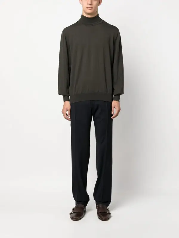 Canali Straight-leg Wool Trousers - Blue
