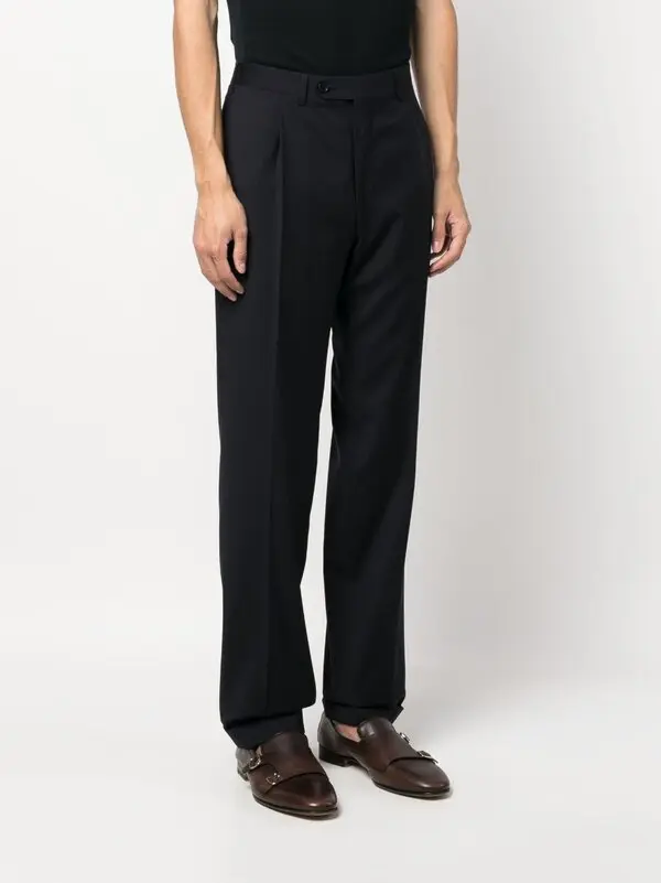 Canali Straight-leg Wool Trousers - Blue