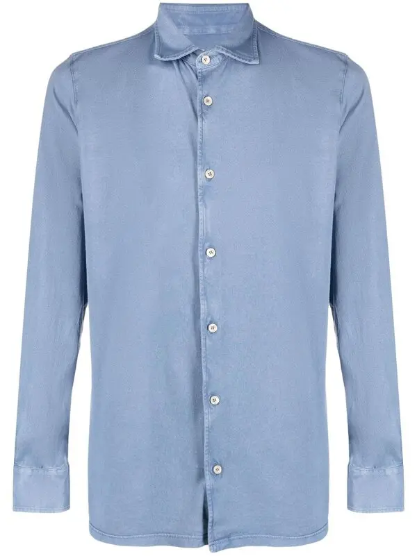 Fedeli Long-sleeve Cotton Shirt - Blue
