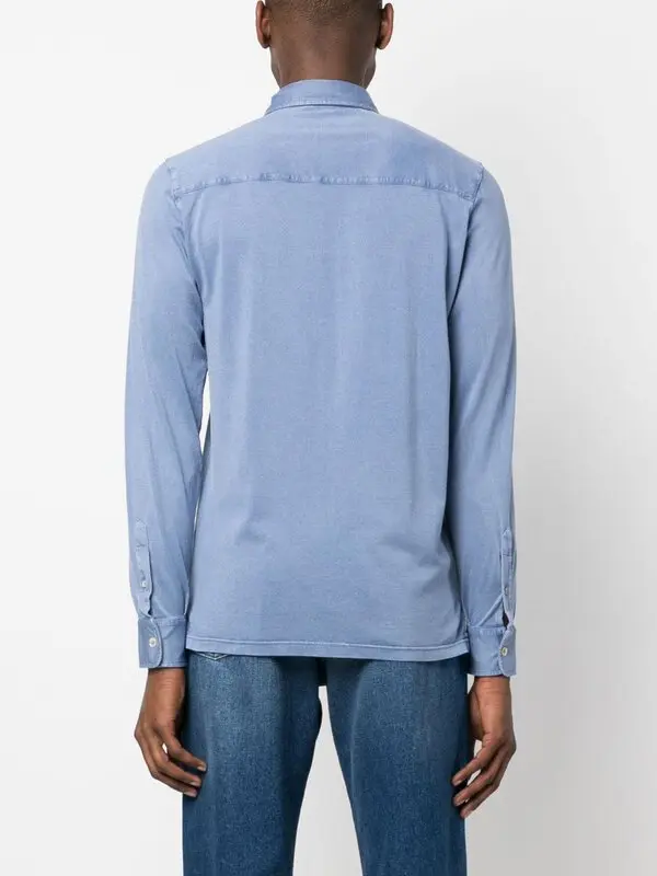 Fedeli Long-sleeve Cotton Shirt - Blue