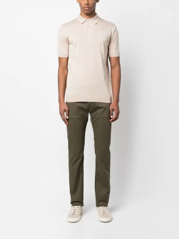 John Smedley Ribbed-knit Cotton Polo Shirt - Neutrals