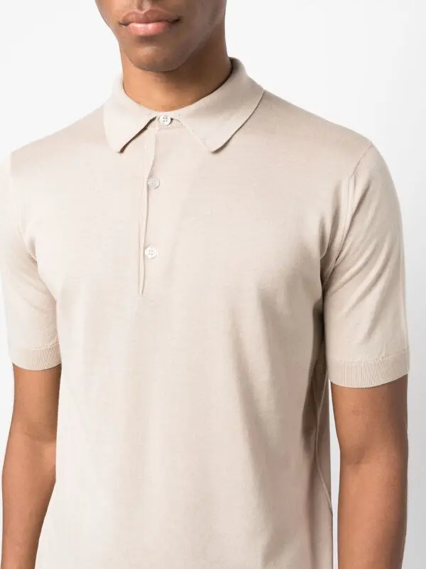 John Smedley Ribbed-knit Cotton Polo Shirt - Neutrals