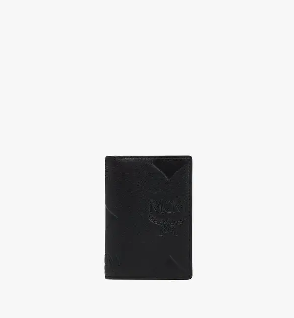 Mcm Aren Bifold Card Wallet In Maxi Monogram Leather - Black
