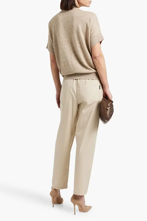 Brunello Cucinelli Bead-embellished Tapered Pants - Beige