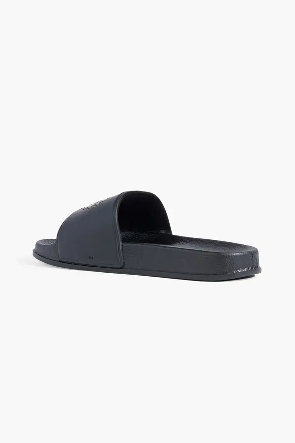 Roberto Cavalli Printed Embossed Rubber Slides - Black