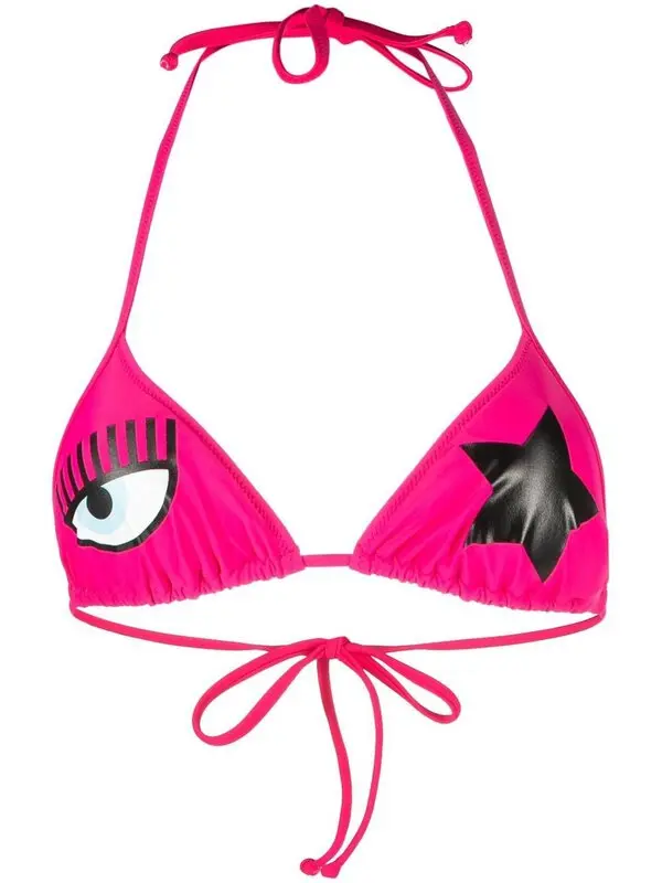 CHIARA FERRAGNI Graphic Print Halterneck Bikini Top