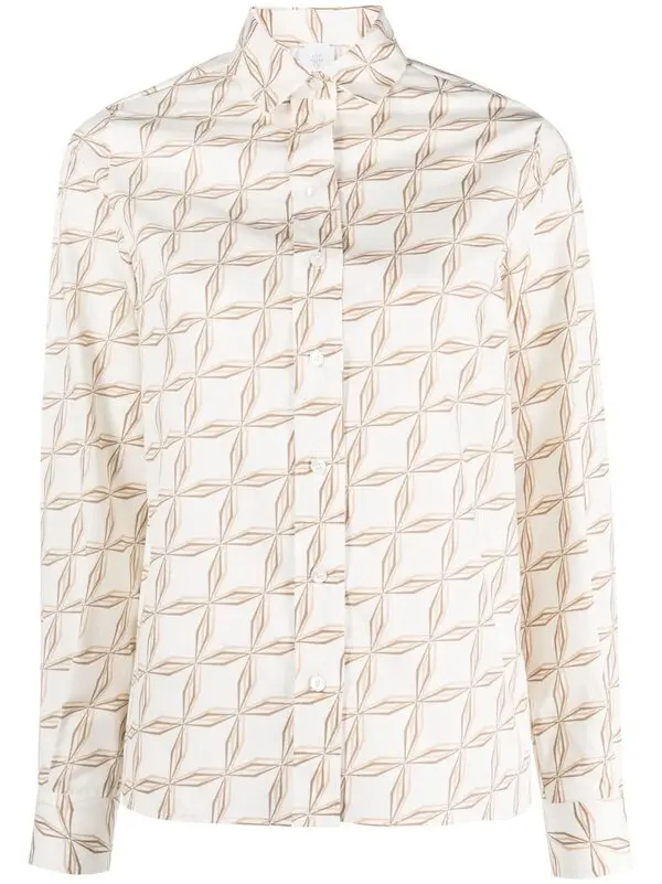 Eleventy Geometric-print Shirt - White