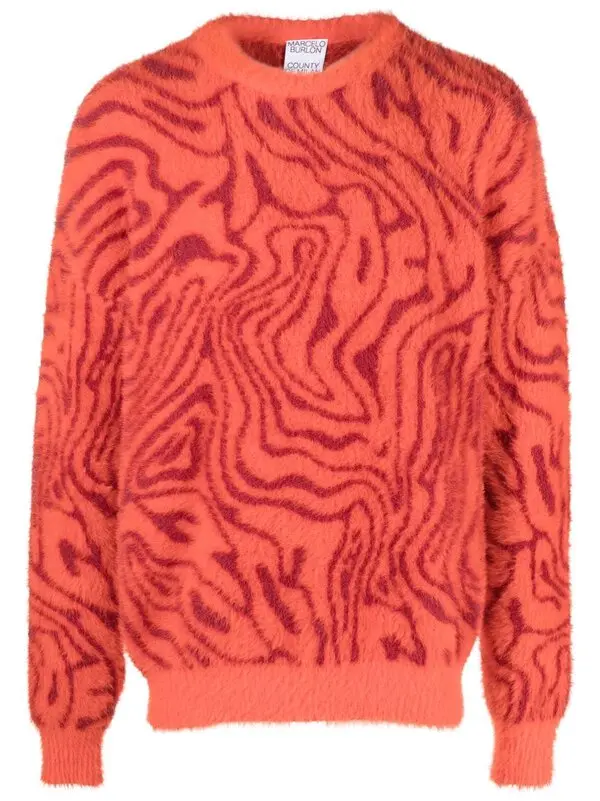 COUNTY OF MILAN Patterned Intarsia Fleece Knitted Jumper
