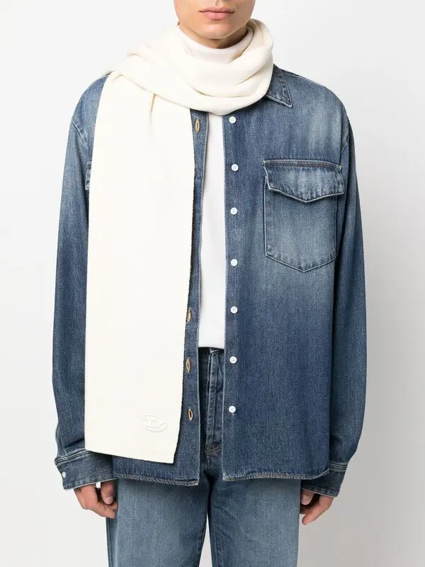 DIESEL® K-coder Ribbed Wool-blend Scarf - Neutrals