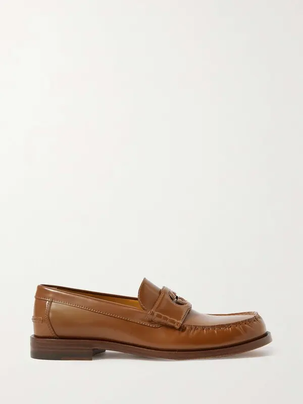 Gucci Cutout Glossed-leather Loafers