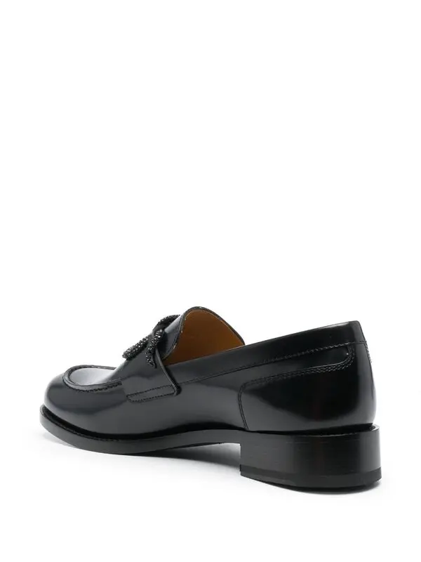 Rene Caovilla Crystal-embellished Leather Loafers - Black