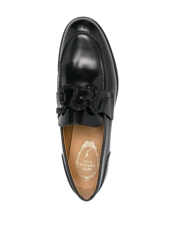 Rene Caovilla Crystal-embellished Leather Loafers - Black