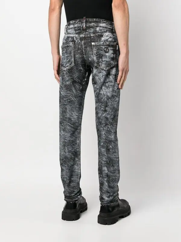 Philipp Plein Abstract-print Straight-leg Jeans - Black