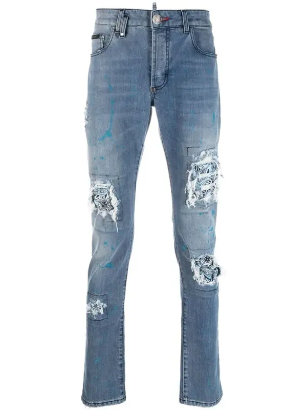 Philipp Plein Ripped Slim-cut Jeans