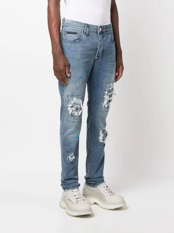 Philipp Plein Ripped Slim-cut Jeans