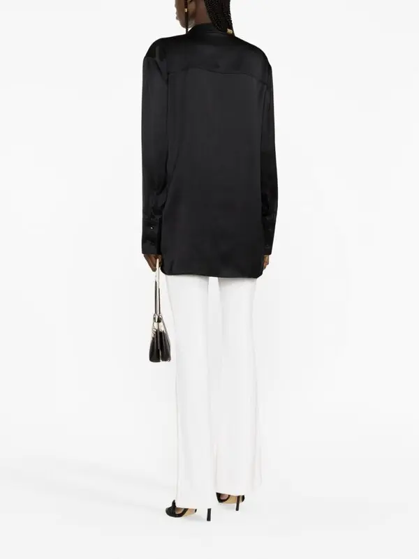 JIL SANDER Pussy-bow Silk-satin Blouse