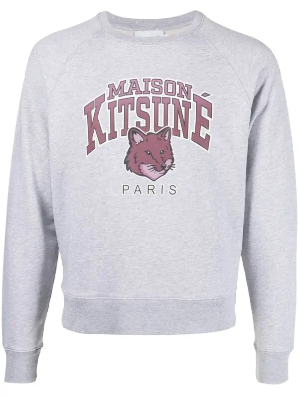Maison Kitsuné Logo-print Cotton Sweatshirt - Grey