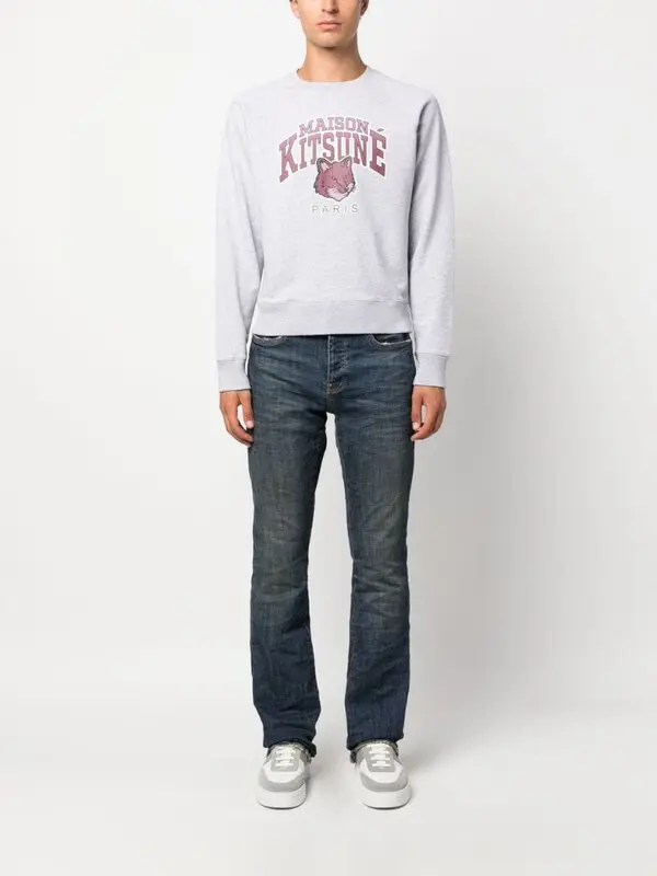 Maison Kitsuné Logo-print Cotton Sweatshirt - Grey