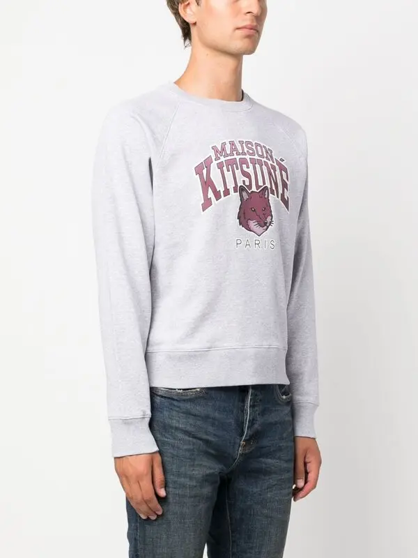 Maison Kitsuné Logo-print Cotton Sweatshirt - Grey