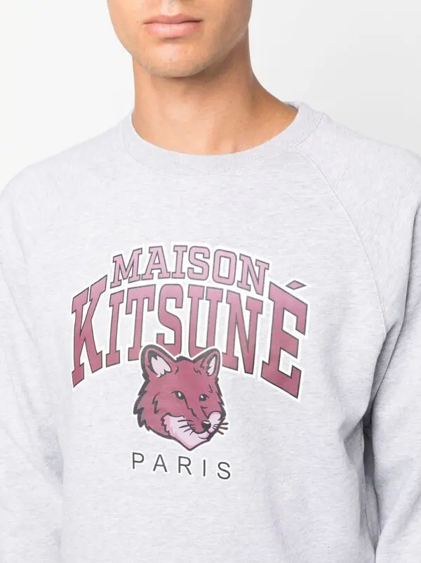 Maison Kitsuné Logo-print Cotton Sweatshirt - Grey