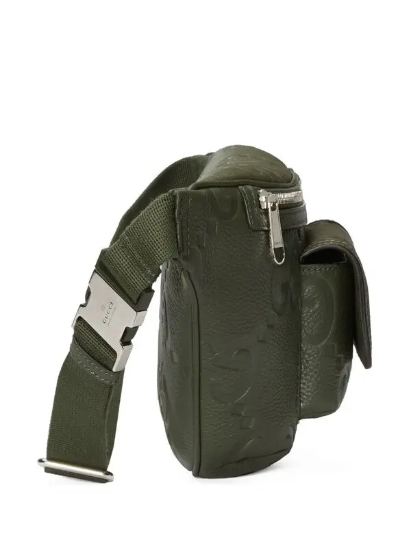 Gucci Jumbo Gg Monogram-Embossed Belt Bag - Green | Editorialist display picture 1