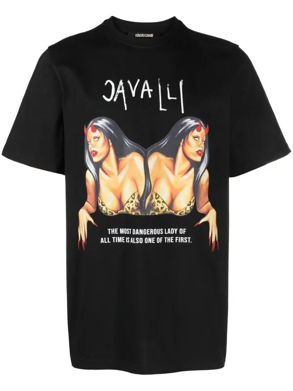 Roberto Cavalli Graphic-print T-shirt - Black