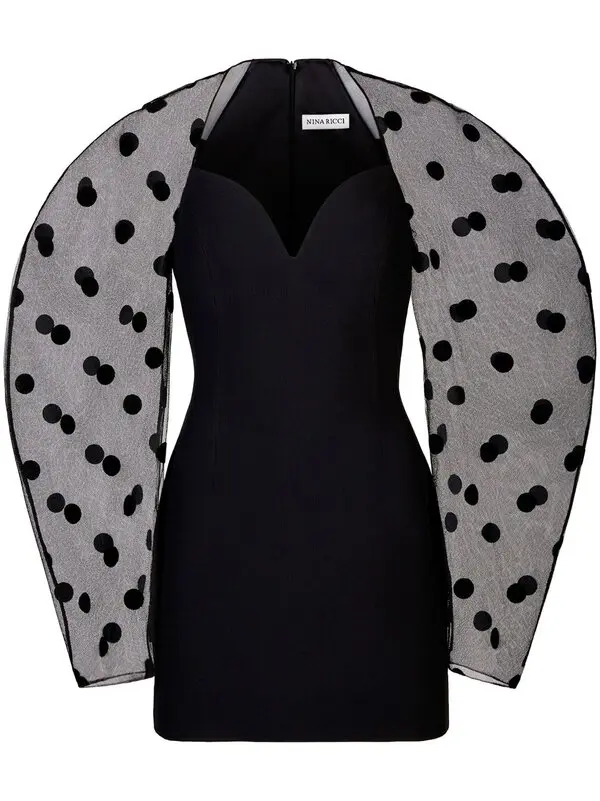 Nina Ricci Long-sleeve Tulle Mini Dress