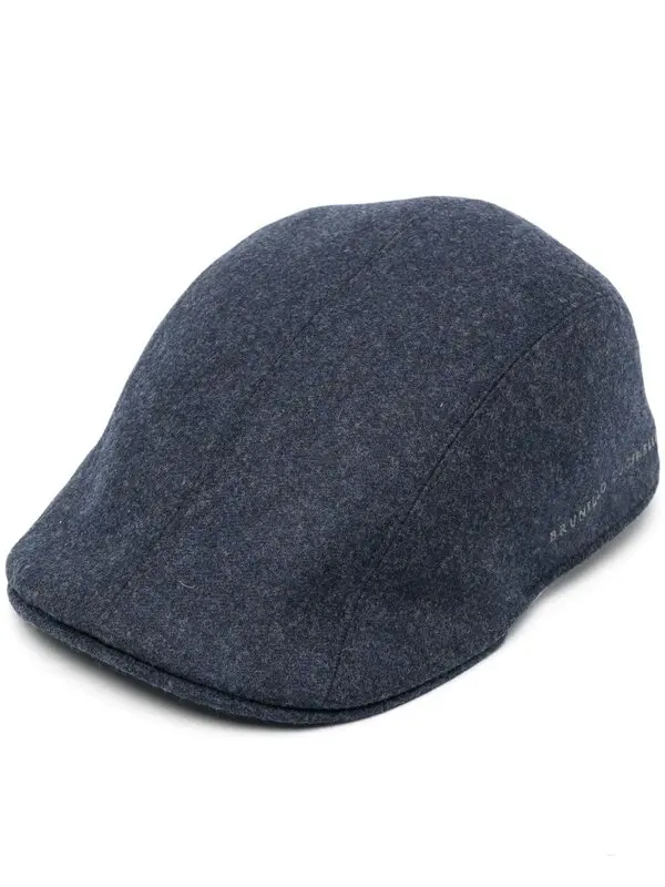 Brunello Cucinelli Embroidered Flat Cap - Blue