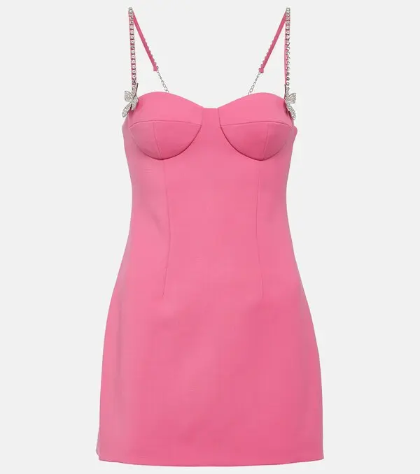 AREA Embellished Wool Minidress