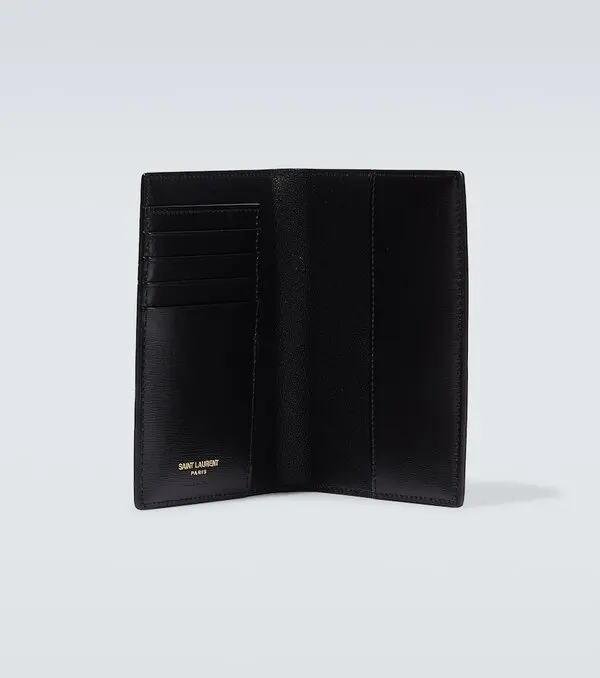 Saint Laurent Tiny Cassandre Leather Passport Holder - Black