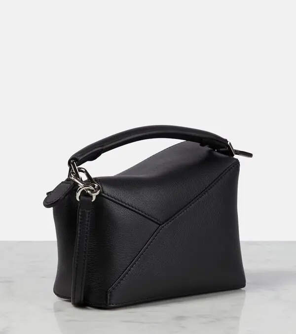 Loewe Puzzle Edge Mini Leather Tote Bag - Black