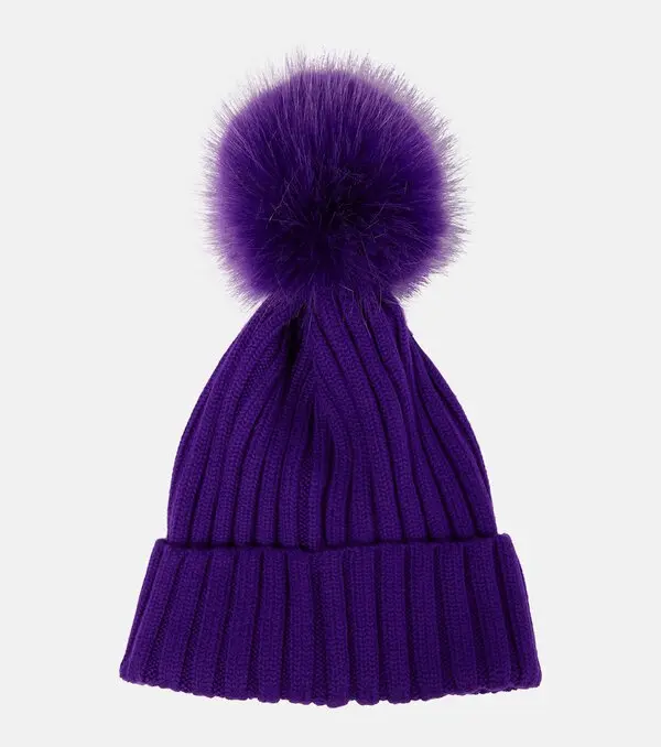 Moncler Ribbed-Knit Wool Beanie - Purple | Editorialist display picture 3