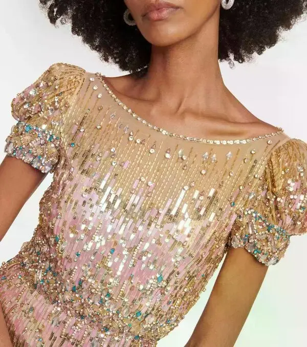 Jenny Packham Embellished Gown - Gold