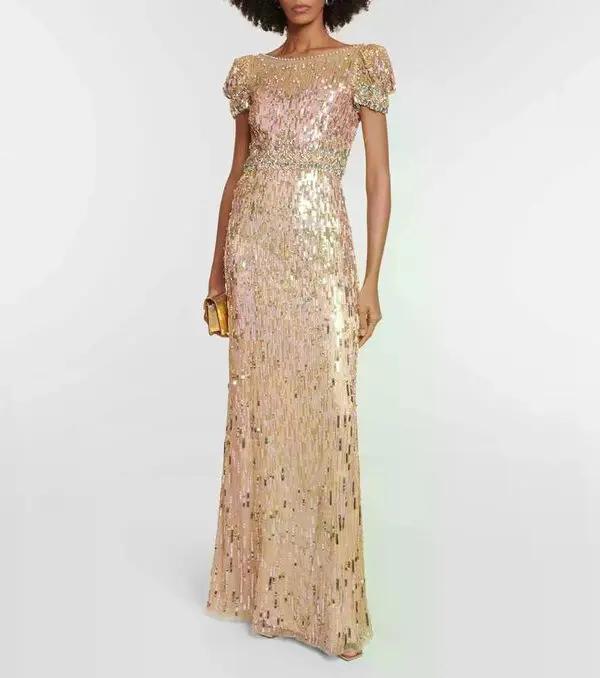 Jenny Packham Embellished Gown - Gold