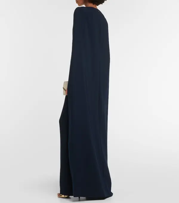 Jenny Packham Embellished Cape Crêpe Gown