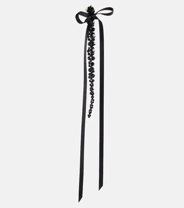 Simone Rocha Bow-embellished Crystal Drop Earrings - Black