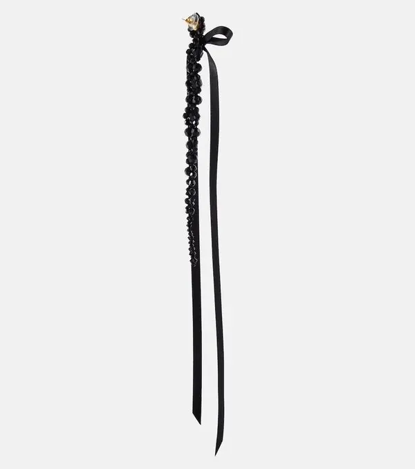 Simone Rocha Bow-embellished Crystal Drop Earrings - Black