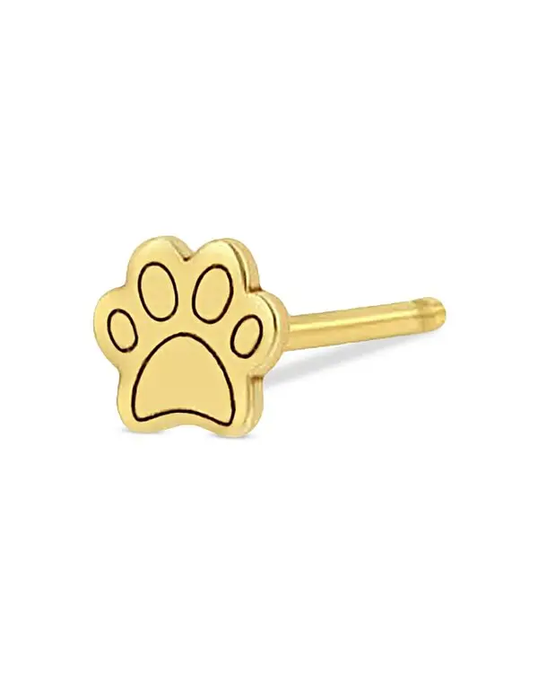 Zoe Chicco 14k Itty Bitty Paw Single Stud Earring - Yellow Gold