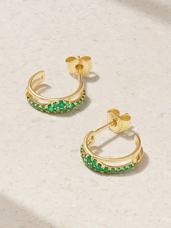 ALMASIKA Berceau Emerald And 18-karat Hoop Earrings - Gold