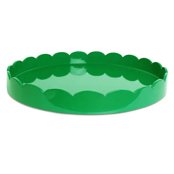 ADDISON ROSS LONDON Large Lacquer Scalloped Tray, 20 Round - Leaf
